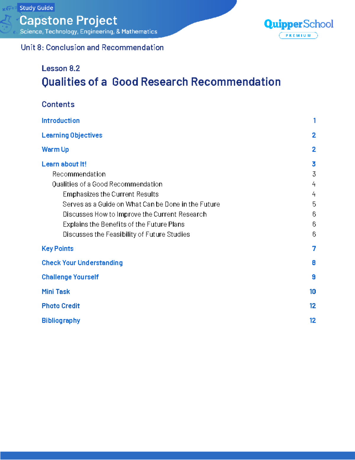 Day 9 Recommendations - Recommendation - Qualities of a Good Research ...