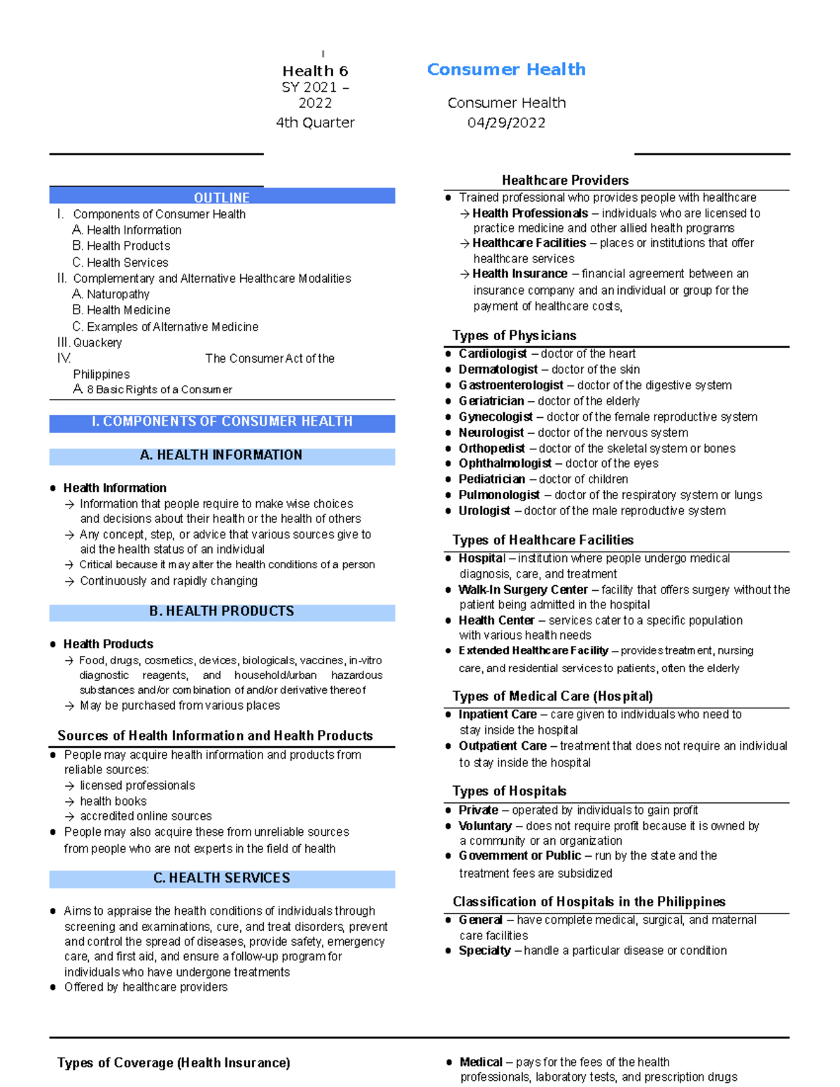 Health 6 (Consumer Health) - Health 6 Consumer Health SY 2021 – 2022 ...