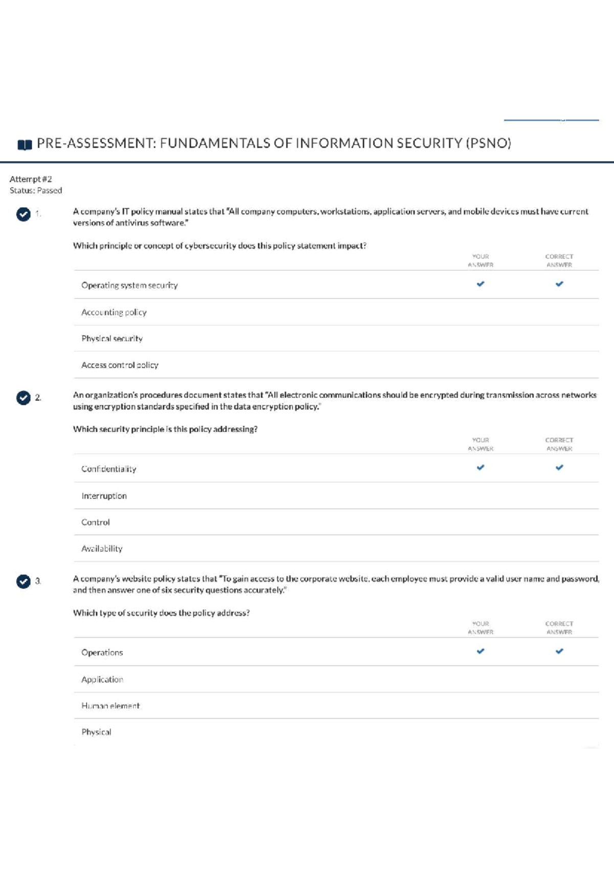 Fundamental for information security Pre Assessment - ITAS 2010 - Studocu