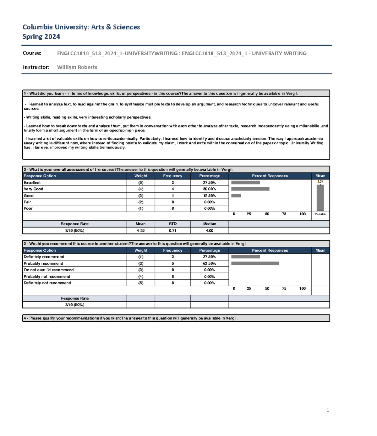 Professor Review - 1 - What did you learn - in terms of knowledge ...