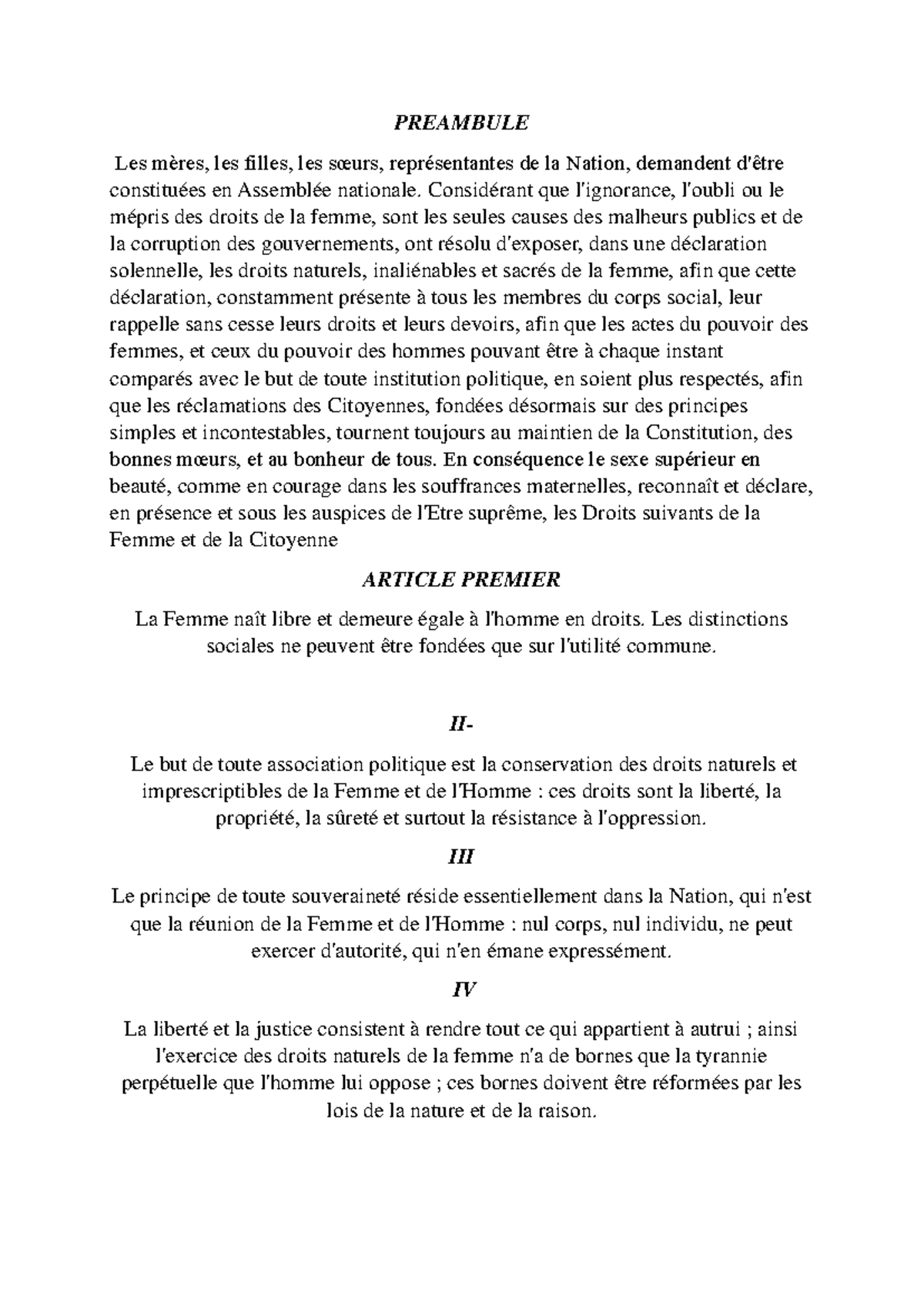 Preambule - TEXTE - PREAMBULE Les mères, les filles, les sœurs ...