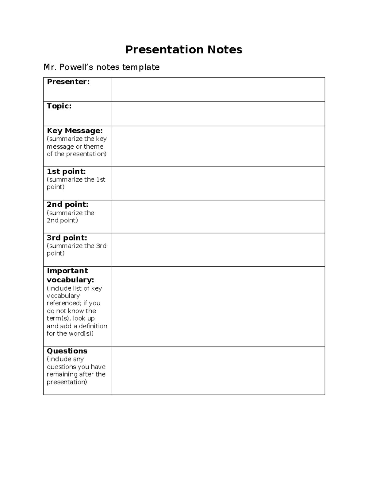 Mr.Powelsnotetakingtemplate - Presentation Notes Mr. Powell’s notes ...