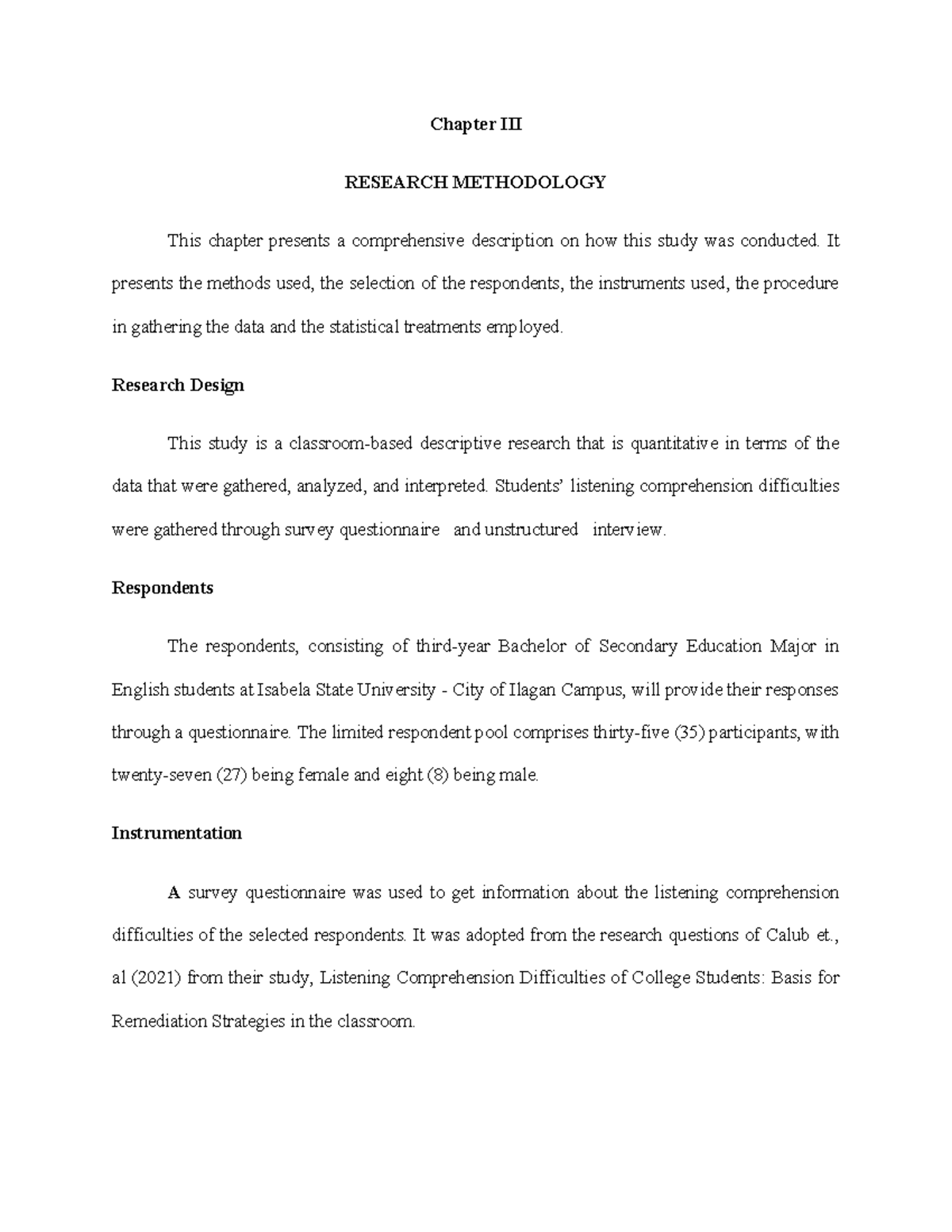 Chapter Iii Summary Assignment And Thesis Writing Chapter Iii