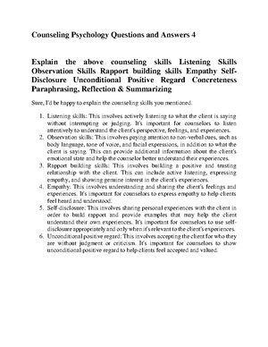 Counseling Psychology Questions and Answers 2 - The principles of ...
