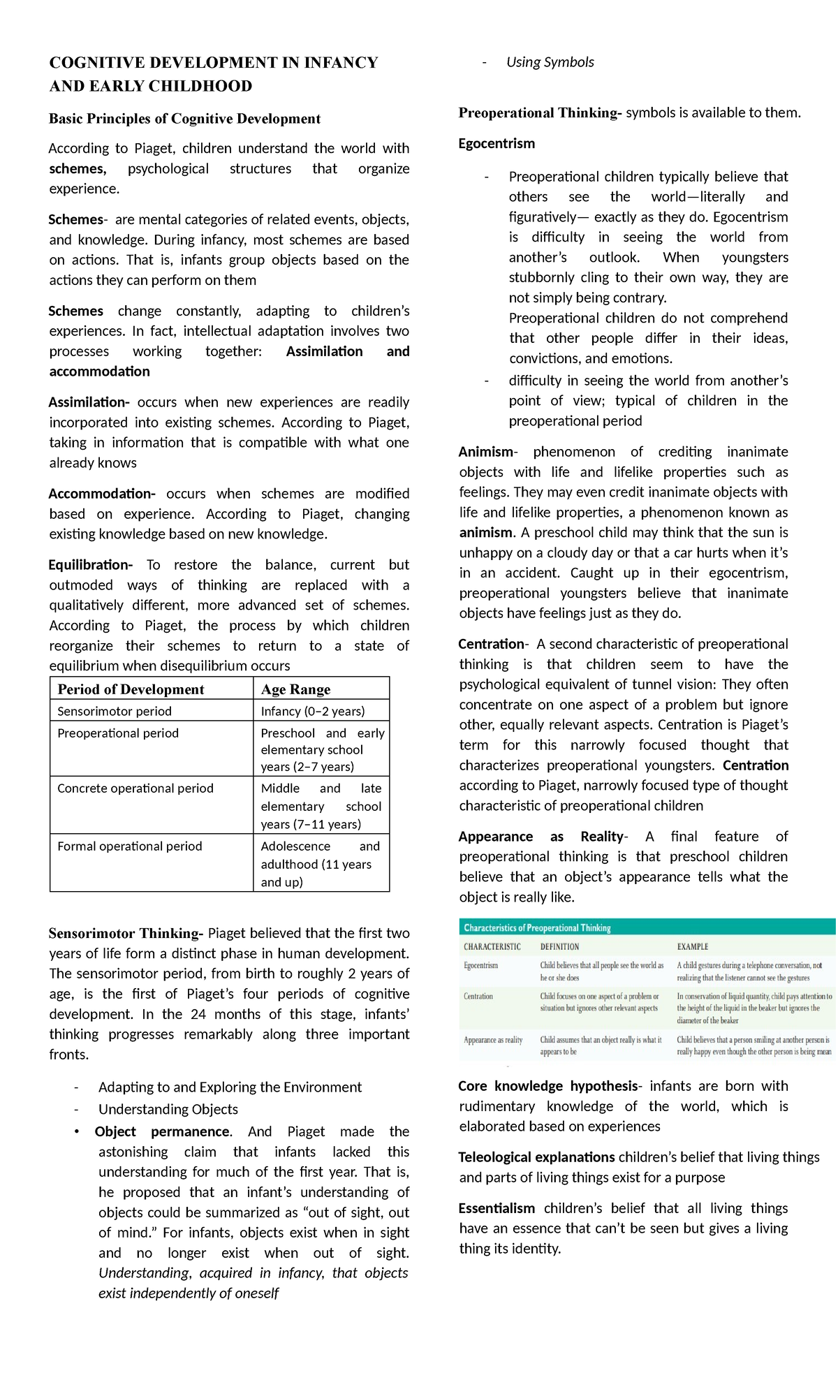 Early Childhood - COGNITIVE DEVELOPMENT IN INFANCY AND EARLY CHILDHOOD ...