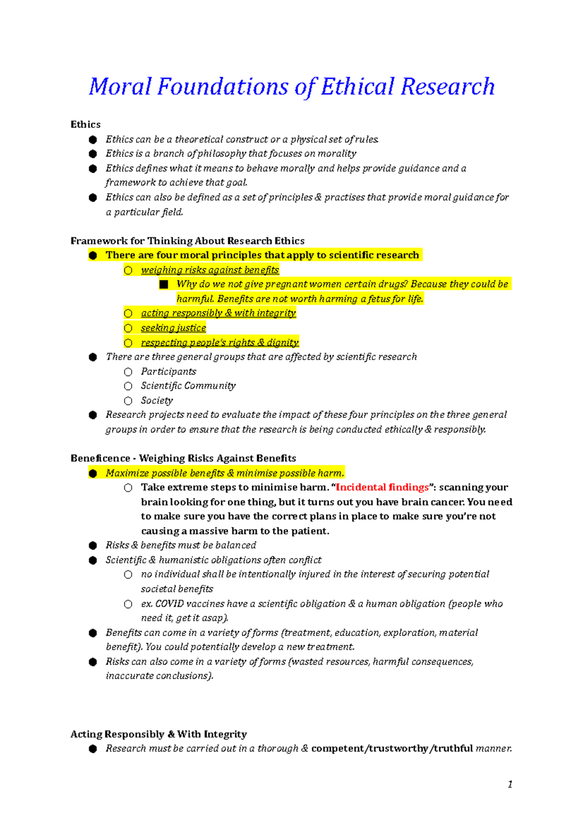 Week 3 - Lecture 3 Notes - Moral Foundations of Ethical Research Ethics ...