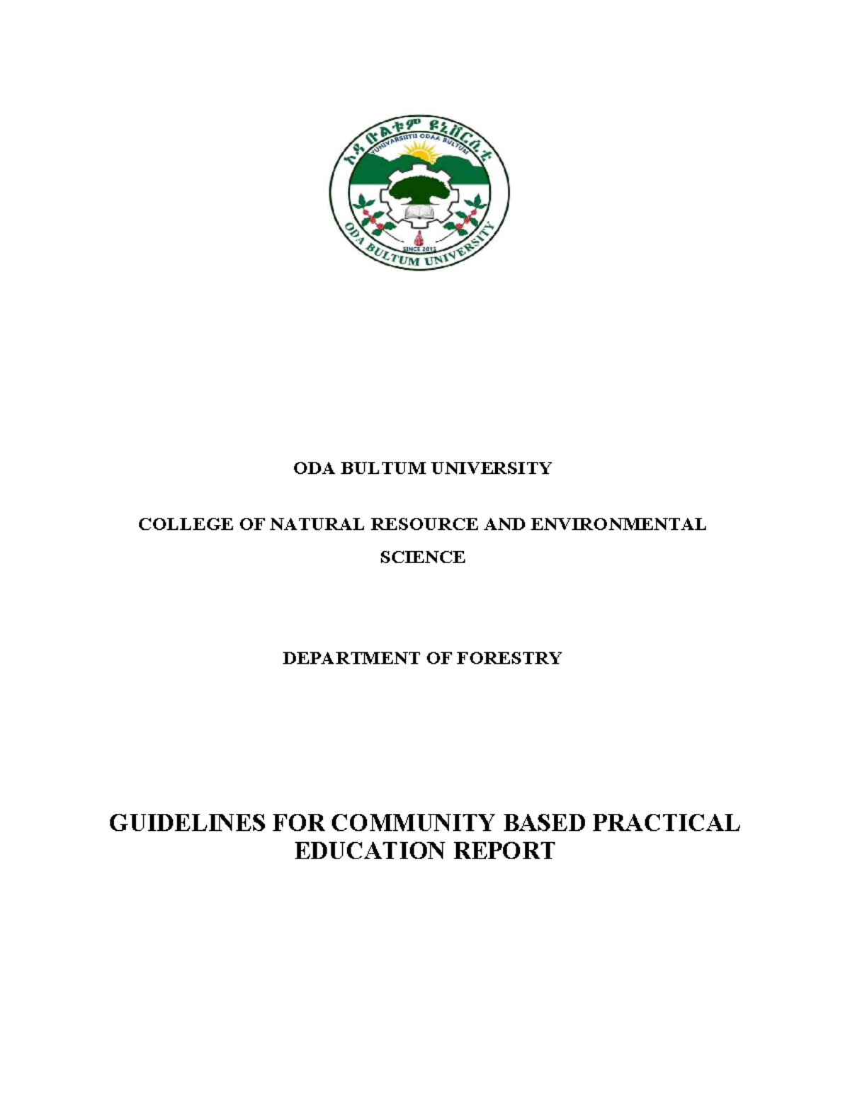 Guideline for practical attachment - ODA BULTUM UNIVERSITY COLLEGE OF ...