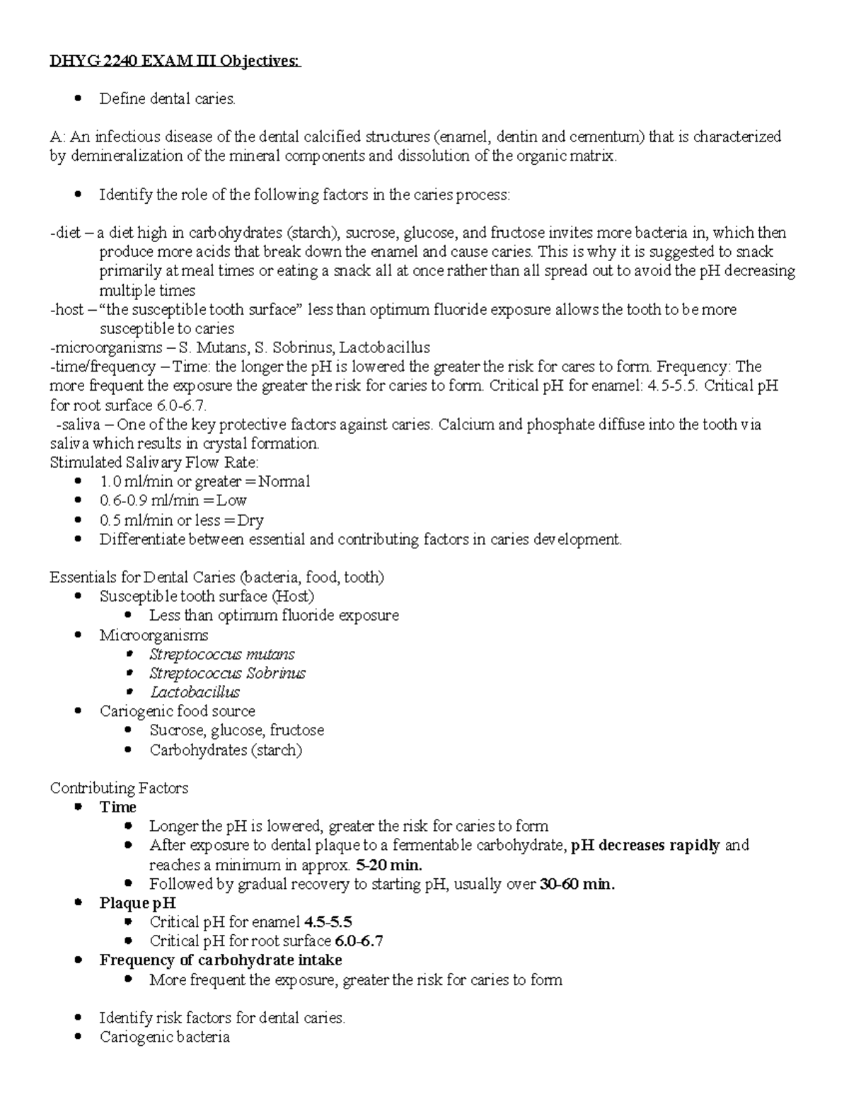 DHYG 2240 EXAM III Objectives - DHYG 2240 EXAM III Objectives: Define ...