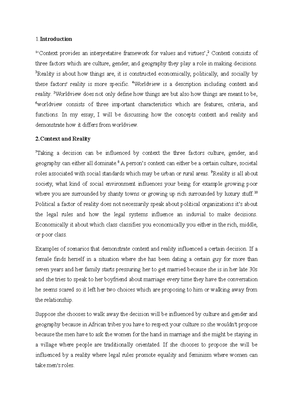 Eth 121 paper 1 assignment.edited 1 - Introduction 1 ‘Context provides ...