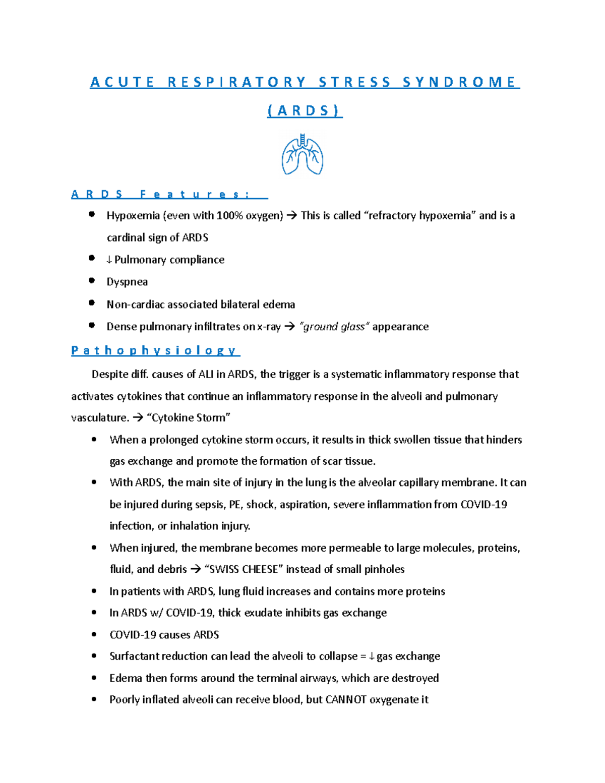 Respiratory 2 - Resp. Exam 2 Notes - A C U T E R E S P I R A T O R Y S ...