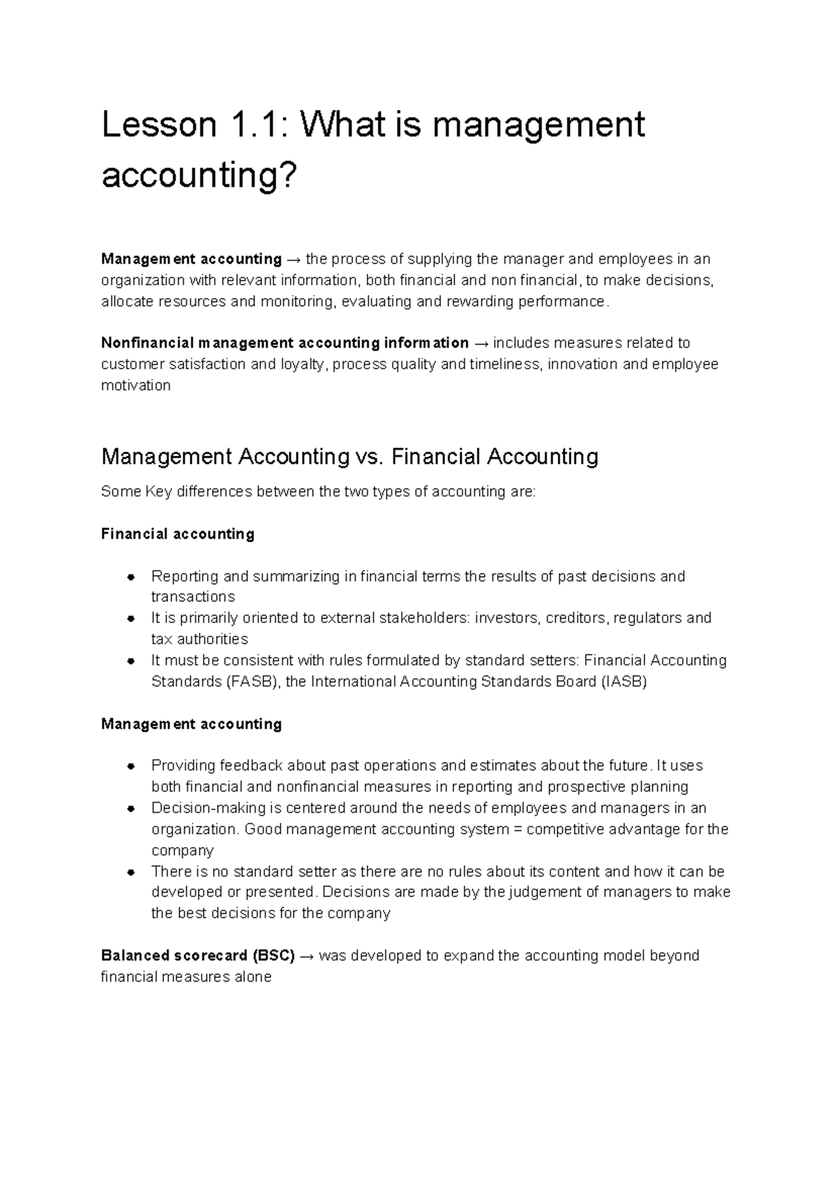 BU247 - Lecture 1 - Lesson 1: What is management accounting? Management ...