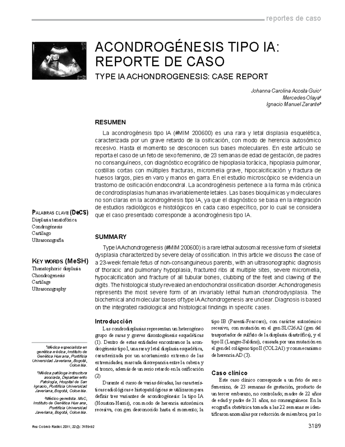 Acondrogenesis caso - APUNTES - 3189 reportes de caso Rev Colomb Radiol ...