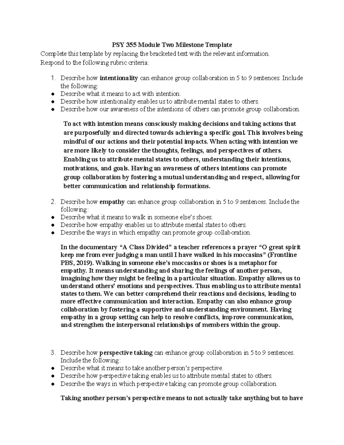 2-2 Module Two Milestone - PSY 355 Module Two Milestone Template Complete this template by ...