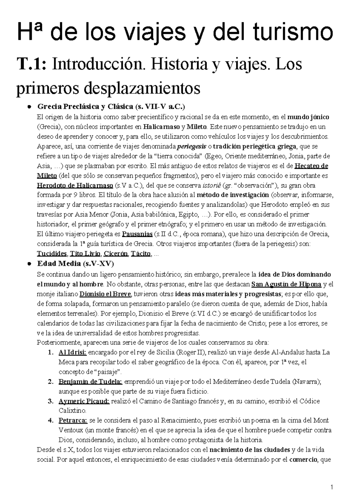 HISTORIA DE LOS VIAJES Y DEL TURISMO - Hª de los viajes y del turismo T ...