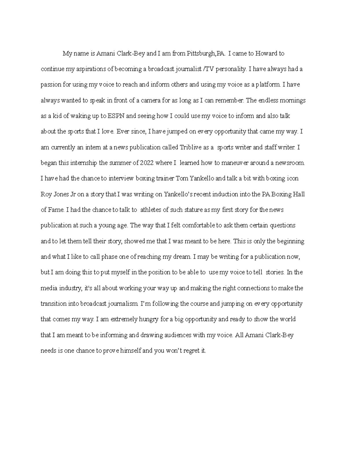 Who I am - Work - My name is Amani Clark-Bey and I am from Pittsburgh ...