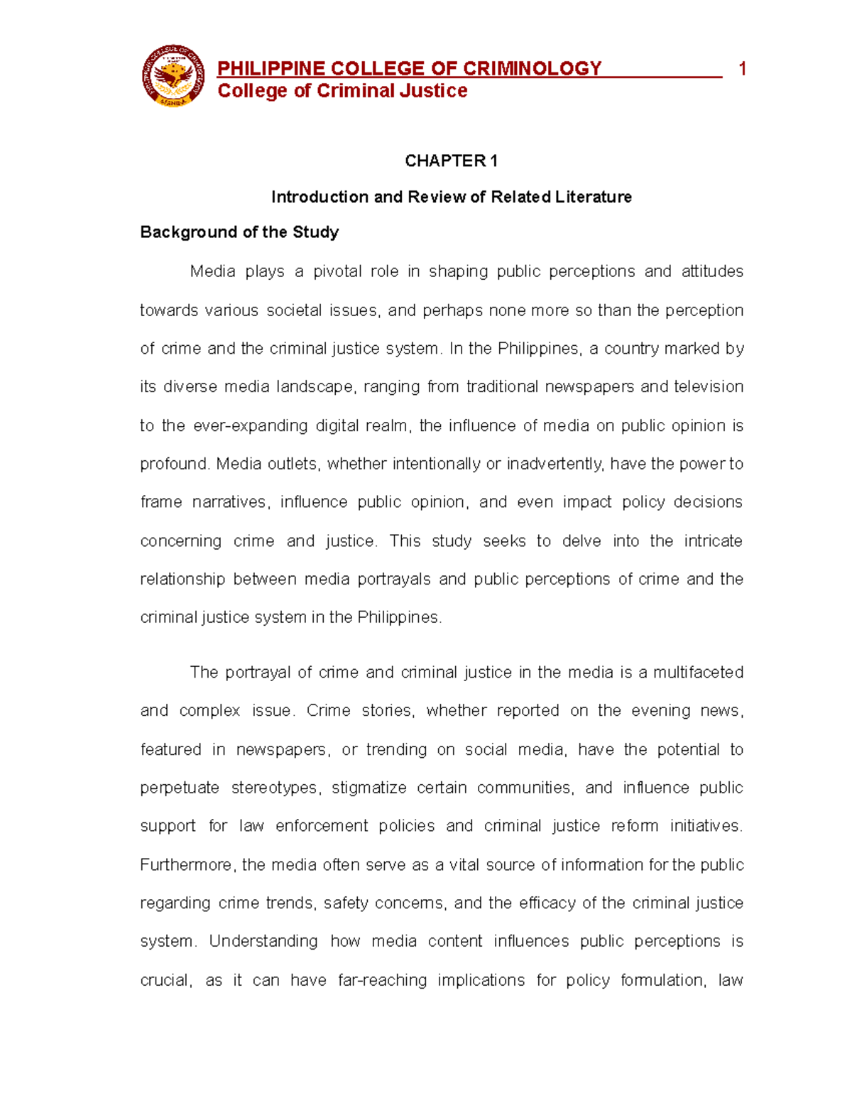 Thesis- Group-4-4C501-2 - College of Criminal Justice CHAPTER 1 Introduction and Review of ...
