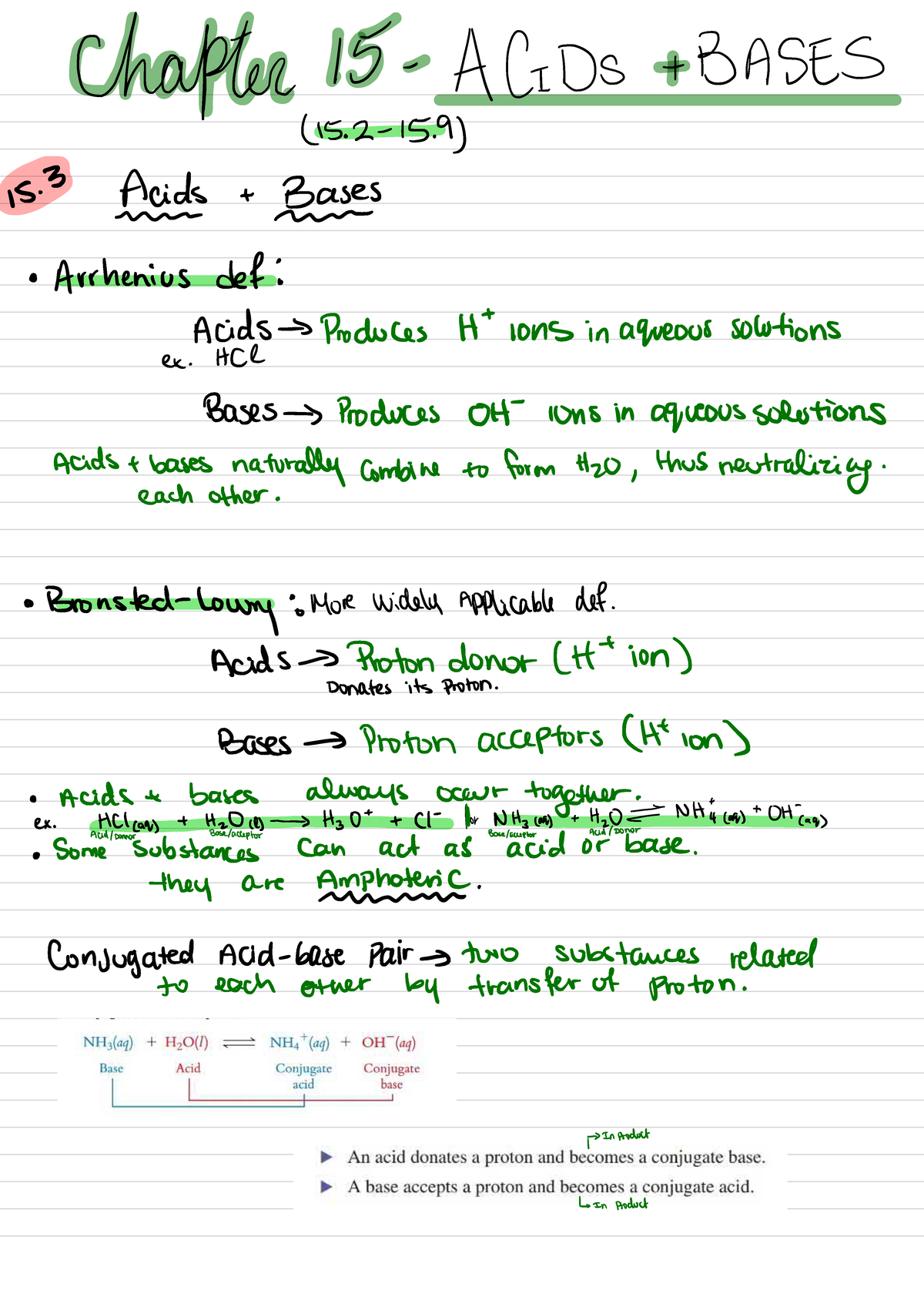 Chem 1001 chpt 15 summaries - Chapter 15 - ACIDS t BASES (15.2-15) is ...