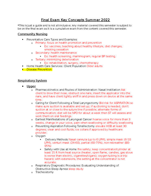 NUR 195 Completed key concepts review - Final Exam Key Concepts Review ...