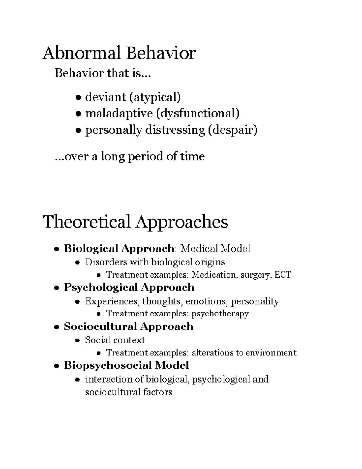 Psych Chapter 15 - Abnormal Behavior Behavior that is... deviant ...