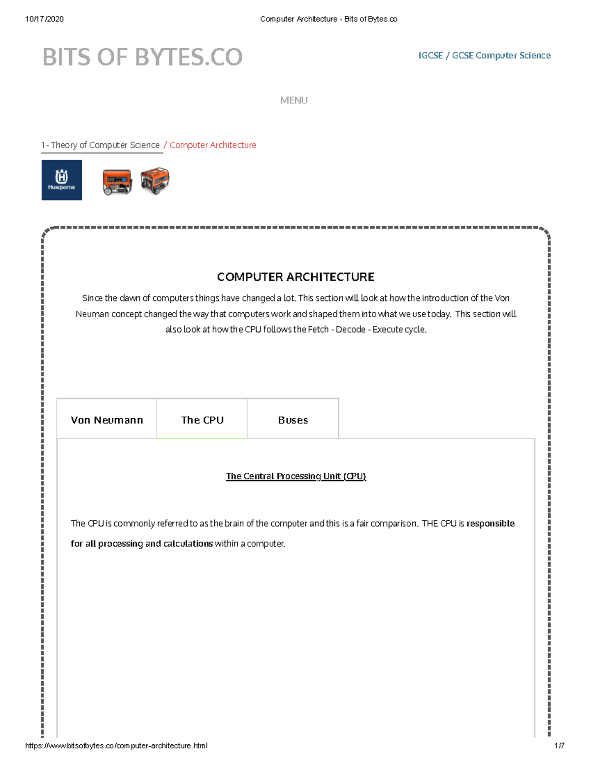 Computer Architecture 2 - Bits of Bytes - COMPUTER ARCHITECTURE Since ...