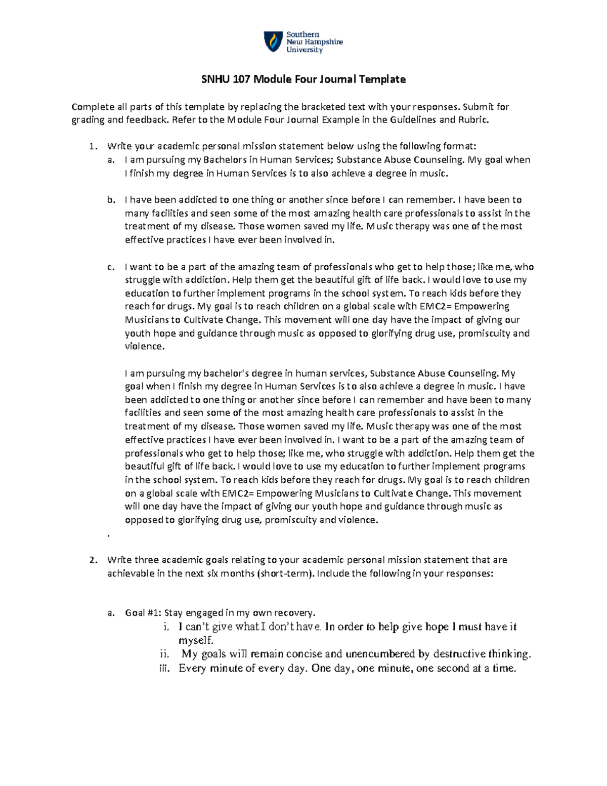SNHU 107 Module Four Journal copy - Submit for grading and feedback ...