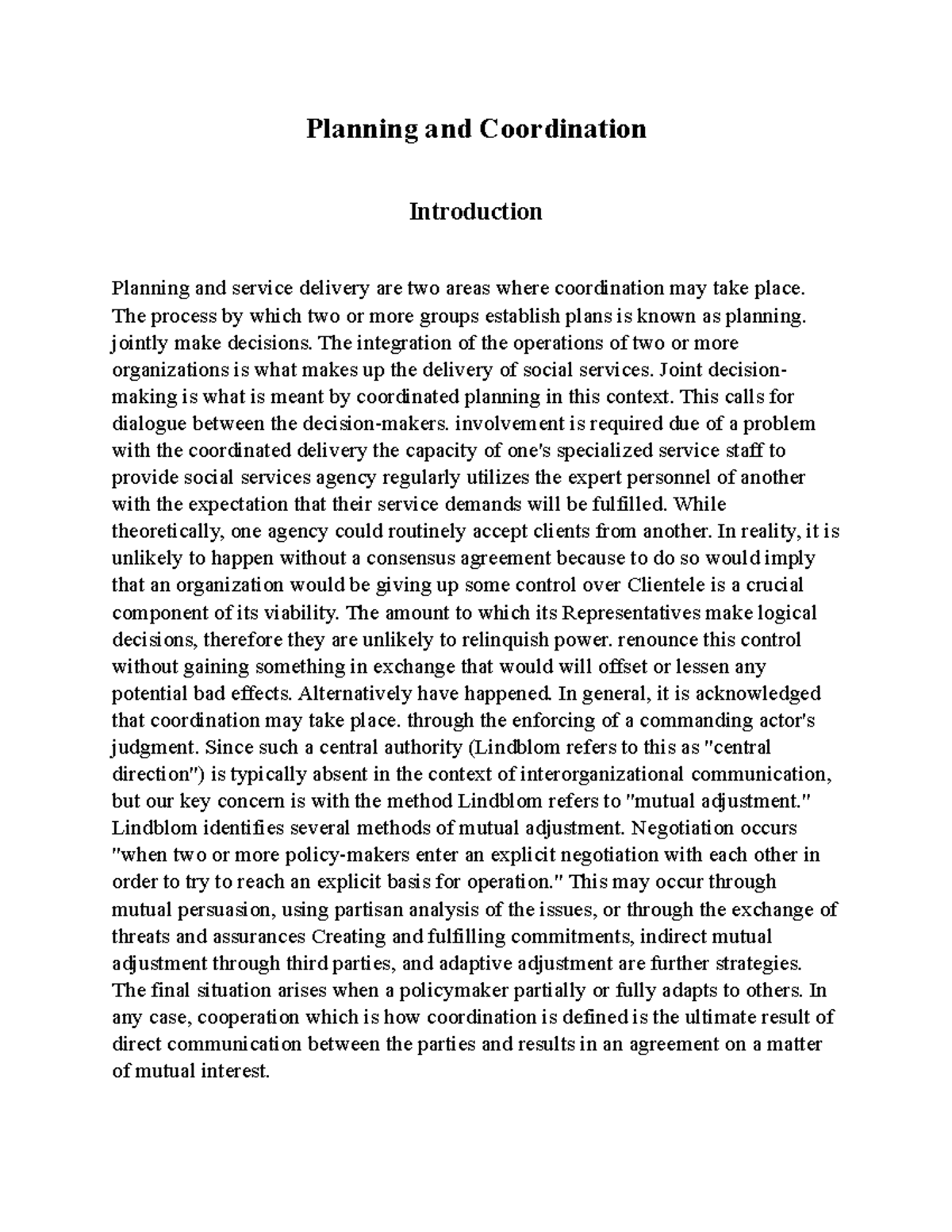 Research 3 Cooperation AND Planning - Planning and Coordination ...