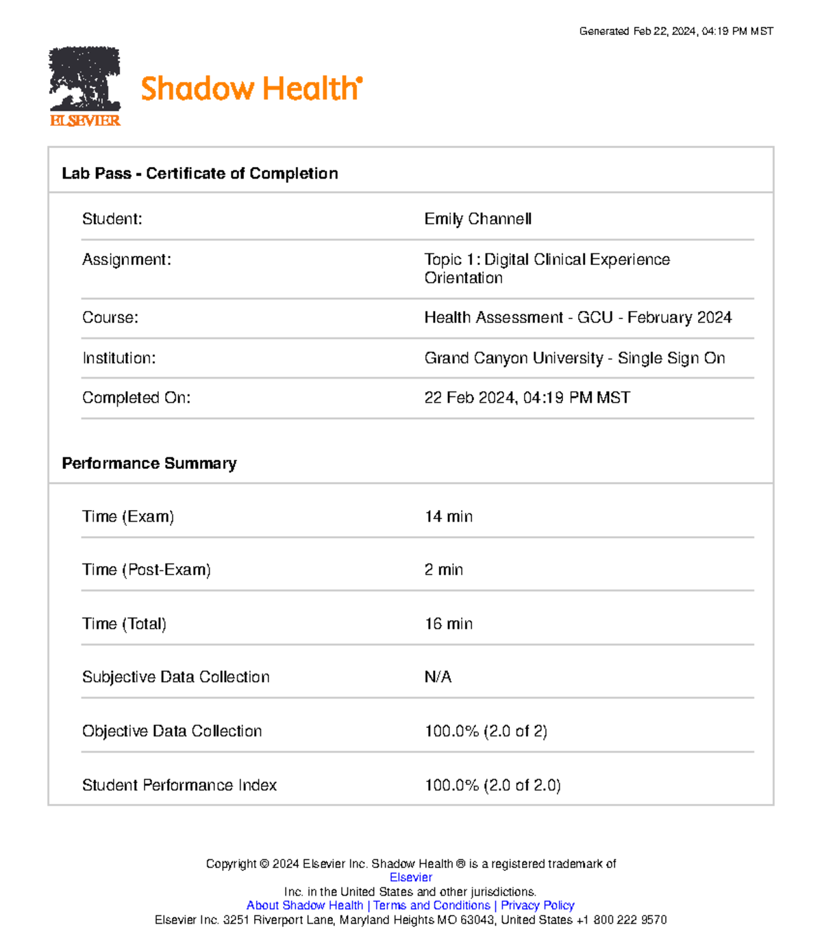 labpass set one - Generated Feb 22, 2024, 04:19 PM MST Lab Pass ...