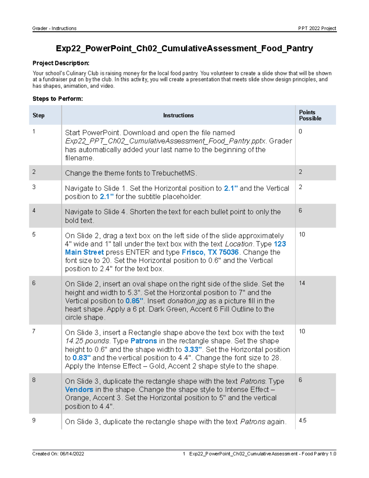 Exp22 Power Point Ch02 Cumulative Assessment Food Pantry Instructions ...