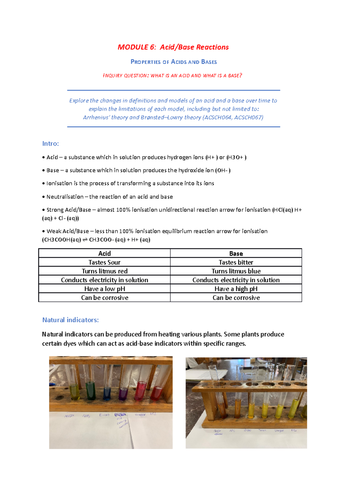 Module 6 - Complete Chemistry MOD 6 notes - MODULE 6: Acid/Base ...