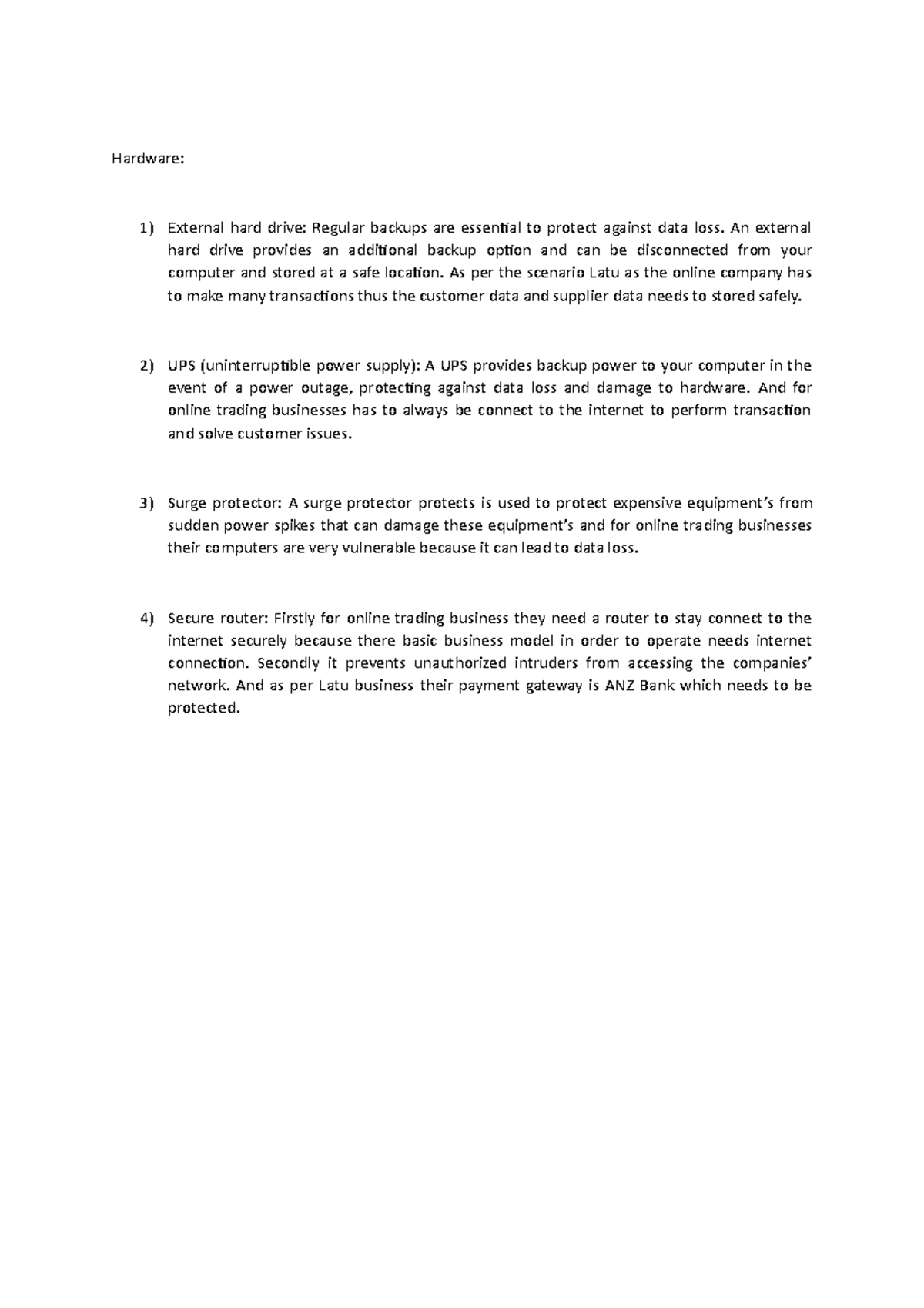 Hardware - Practice Questions - Hardware: External hard drive: Regular ...