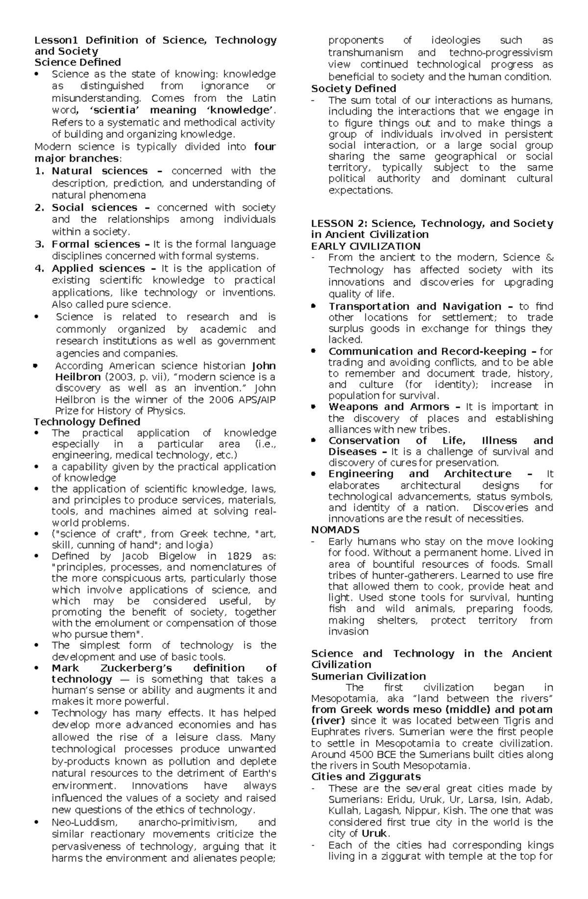 Reviewer GEC107 STS - Summary Science, Technology and Society - Lesson1 ...