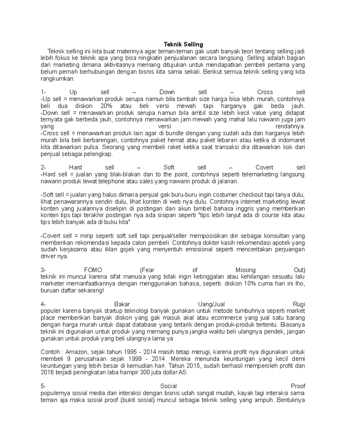 3 - Teknik Selling - Bab Ketiga - Teknik Selling Teknik selling ini ...