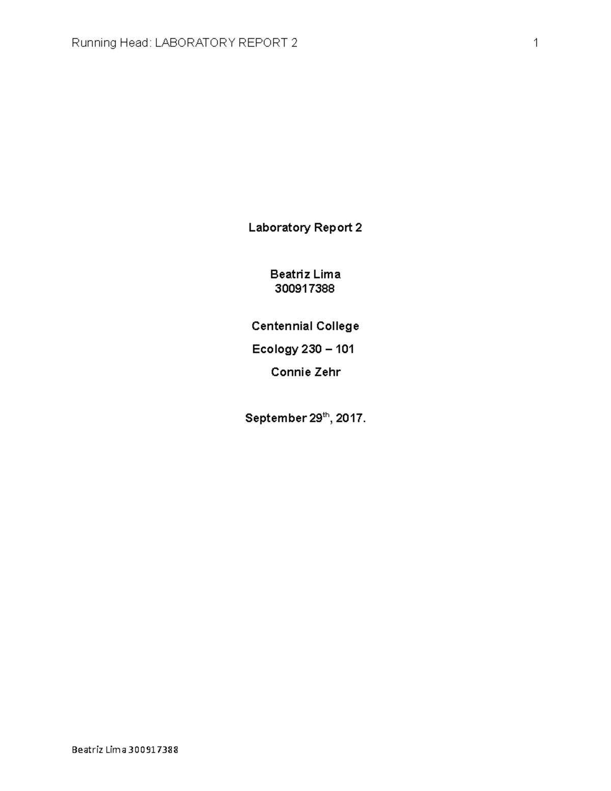 Laboratory Report 2 - Running Head: LABORATORY REPORT 2 1 Laboratory ...