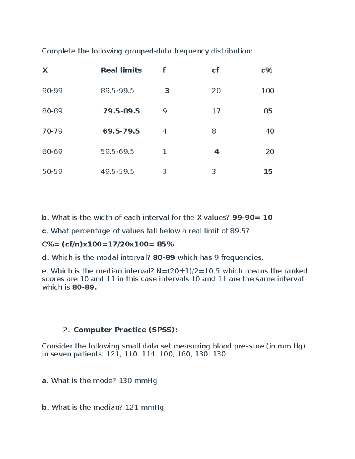 Worksheet 2 - Assignment - Complete the following grouped-data ...
