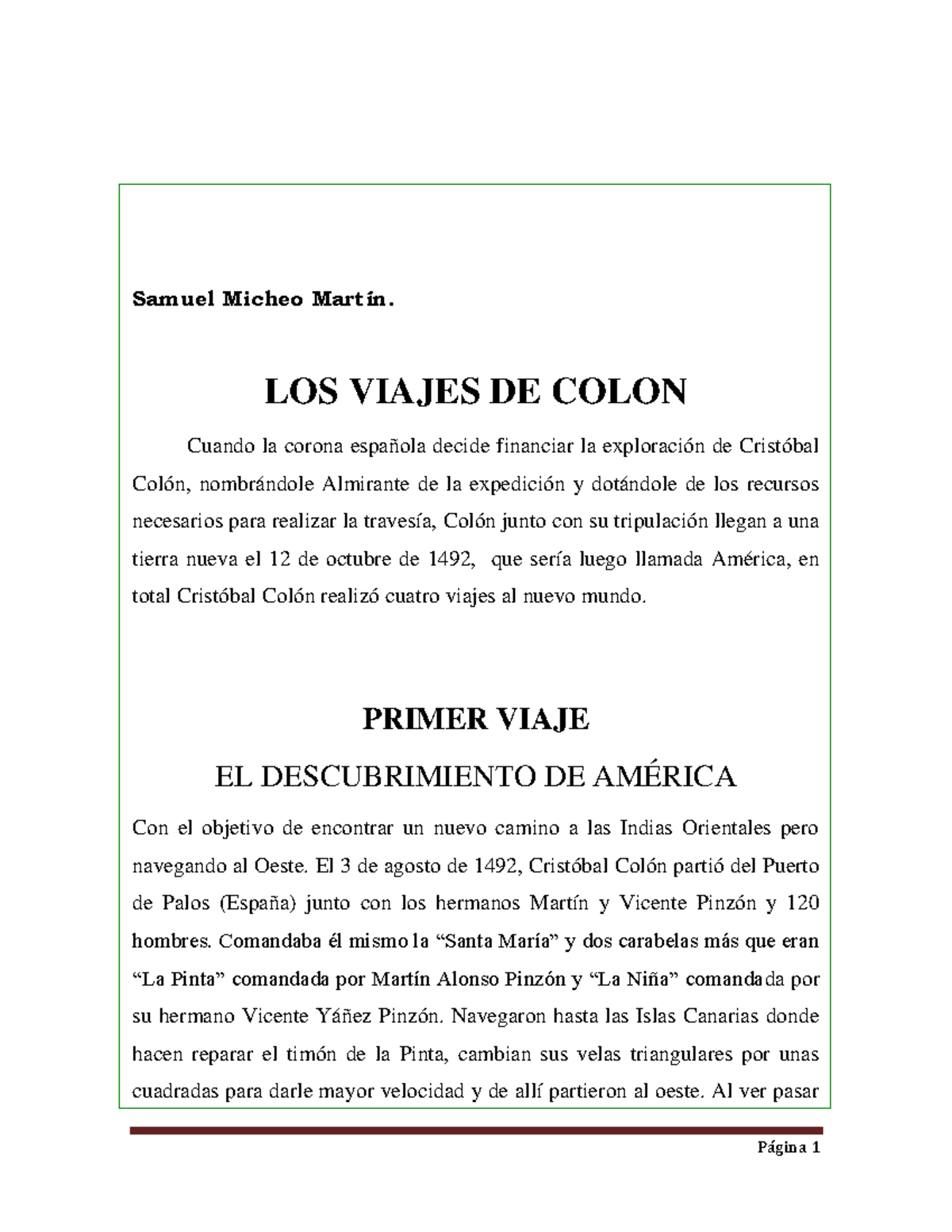 LOS Viajes DE Colón Samuel Micheo - Samuel Micheo Martín. LOS VIAJES DE ...
