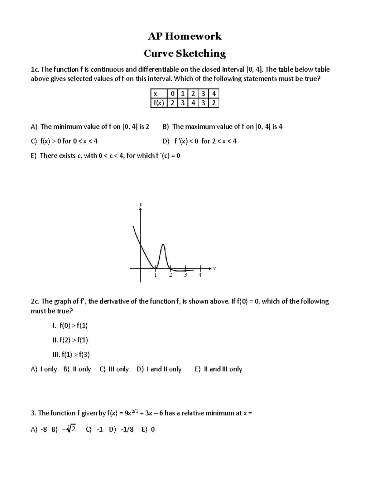 4 Curve Sketching - this is some practice materials for this class ...