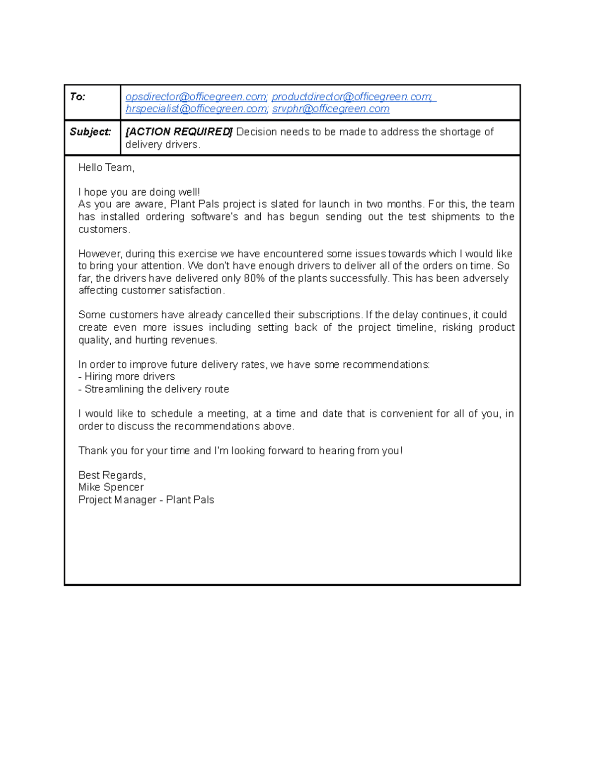 Activity-Template -Escalation-Email - To: opsdirector@officegreen ...
