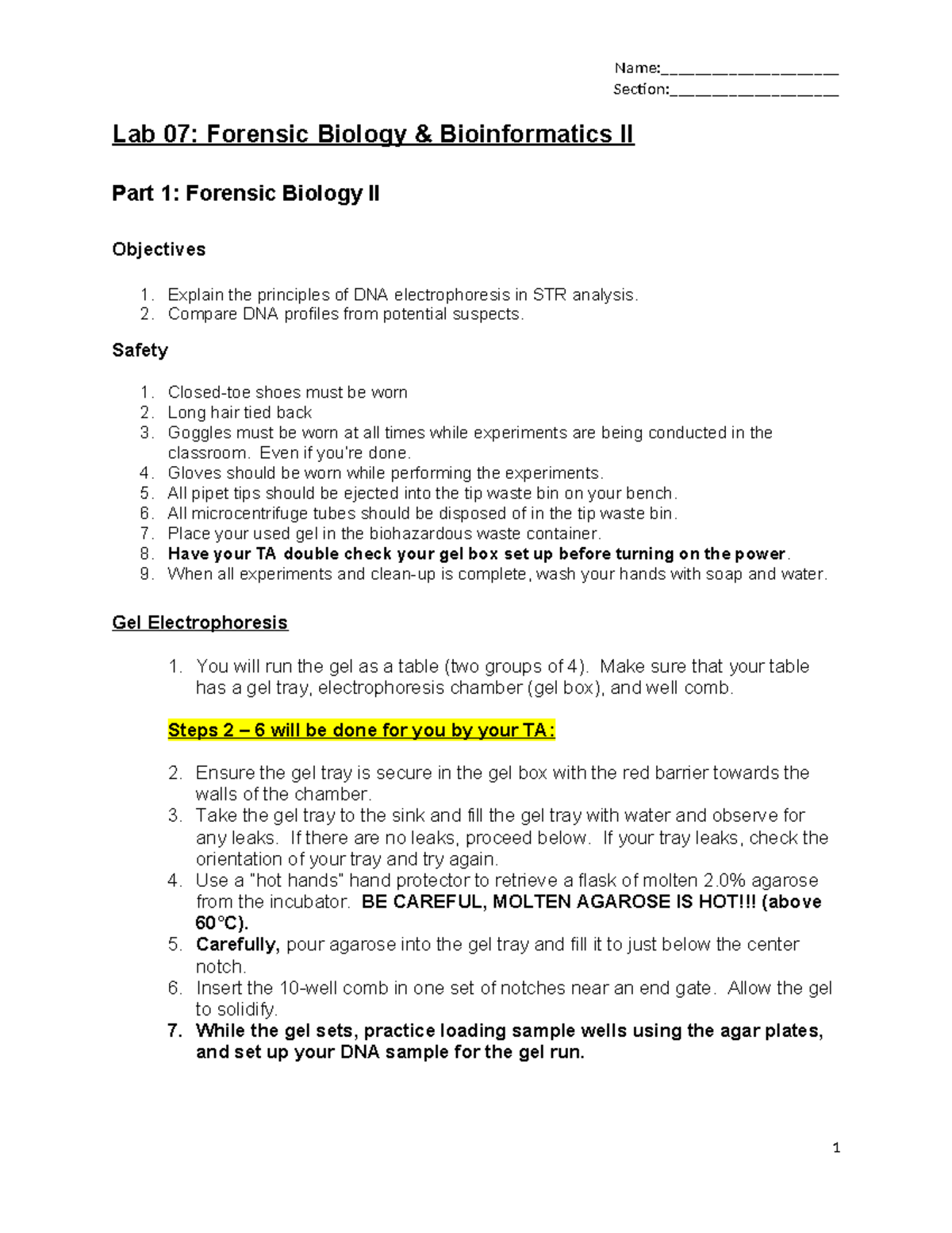 Forensic Biology Bioinformatics IILab protocolanddatasheet V4 - Section