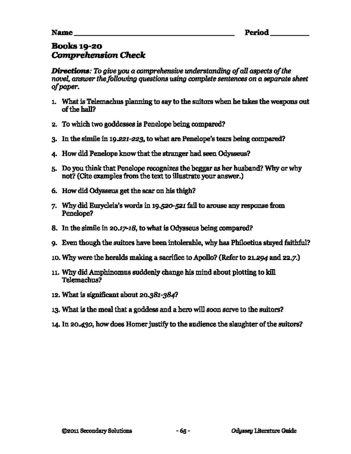 The Odyssey Books 19 and 20 - EH 1020 - Studocu