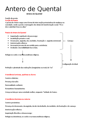 Resumos Português 11 Antero DE Quental - RESUMOS 11 ANO ANTERO DE ...