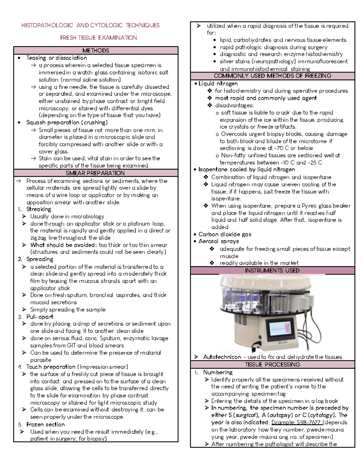 Histopath - Fresh Tissue Examination - HISTOPATHOLOGIC AND CYTOLOGIC ...