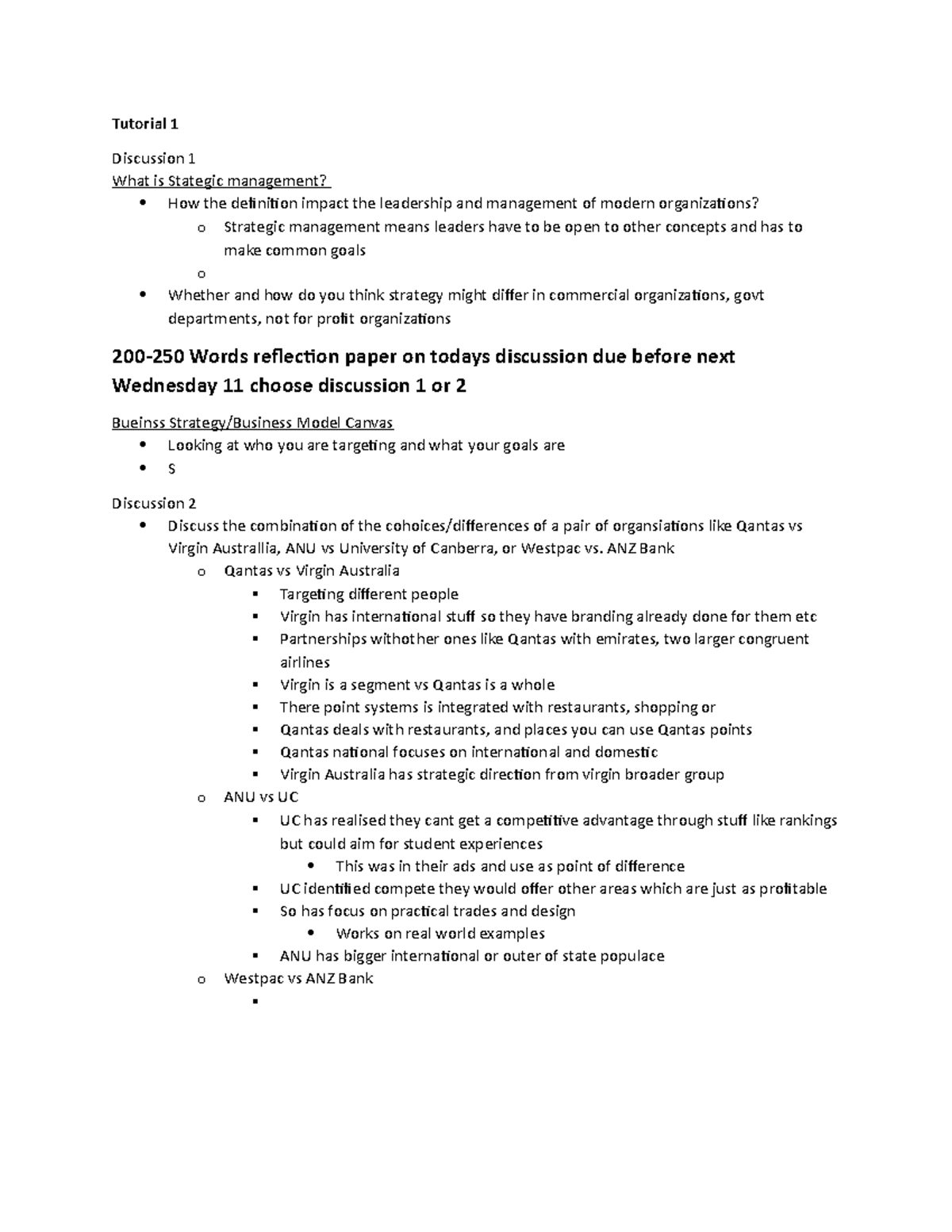 Tutorial 1 - notes from the tutorial - MGMT - MQ - Studocu