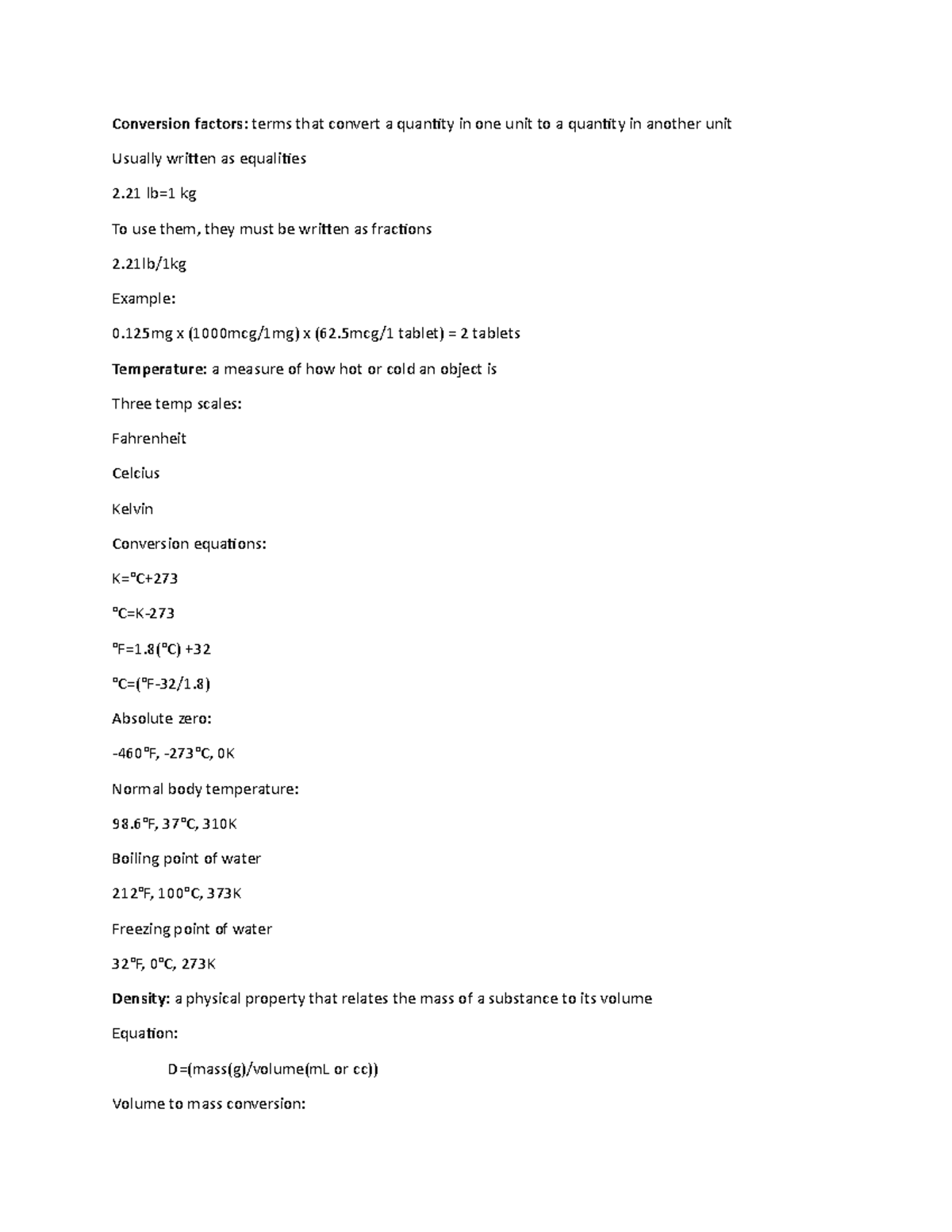 Chem 1 - these notes are for general chemistry 2 - Conversion factors ...