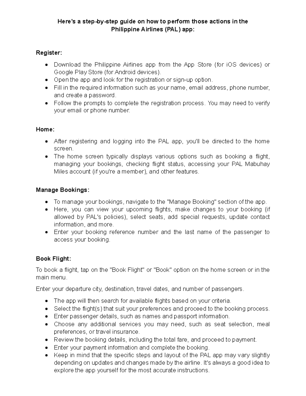 PAL APP Process - Script - Here's a step-by-step guide on how to perform those actions in the ...