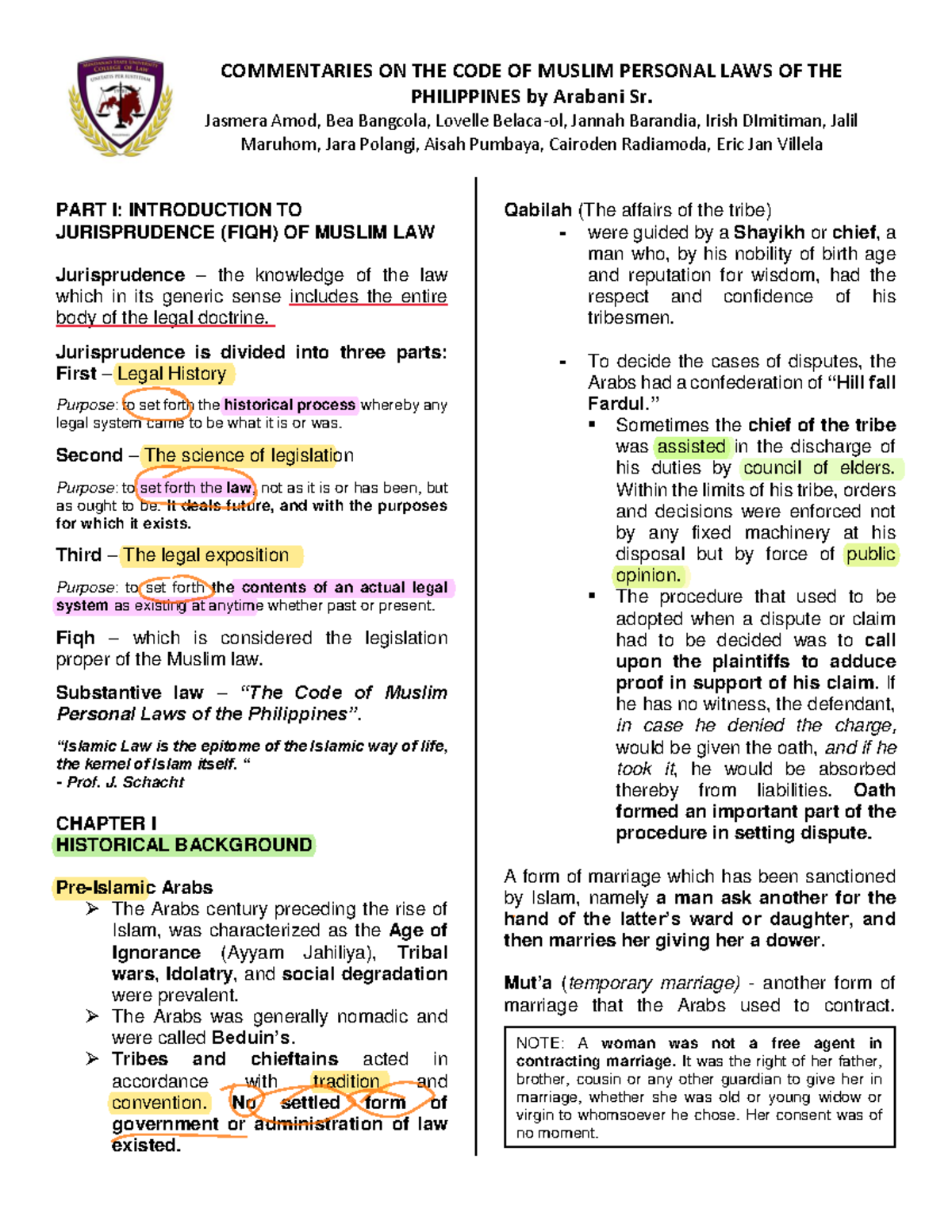 669899569 Shariah Arabani Reviewer Final 1 - COMMENTARIES ON THE CODE ...