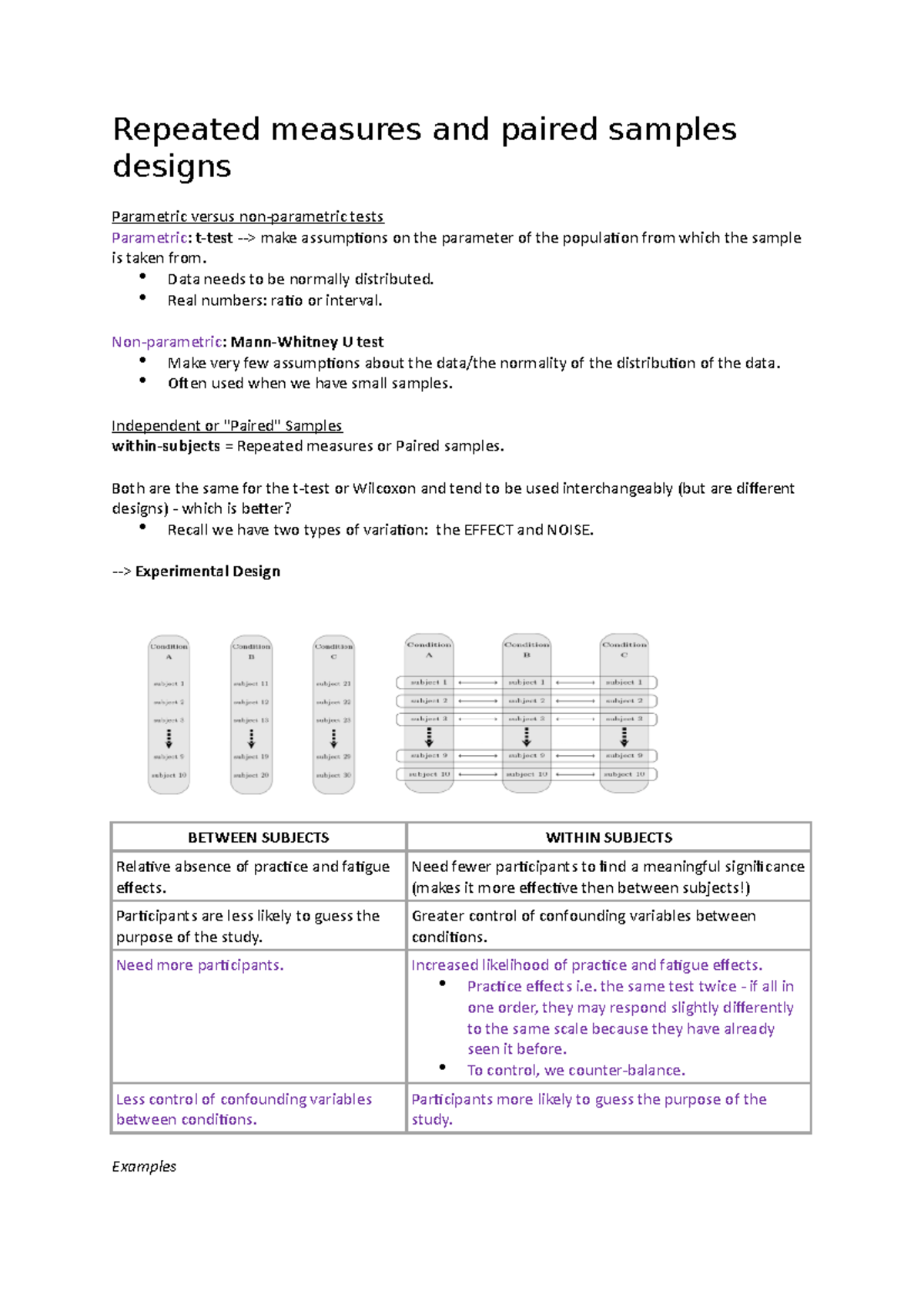 Repeated measures and paired samples designs - Repeated measures and ...