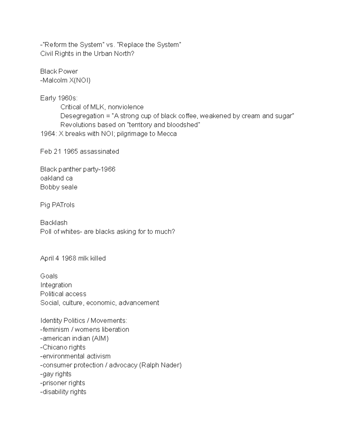 Vietnam War part 1 - Lecture notes -”Reform the System” vs. “Replace ...