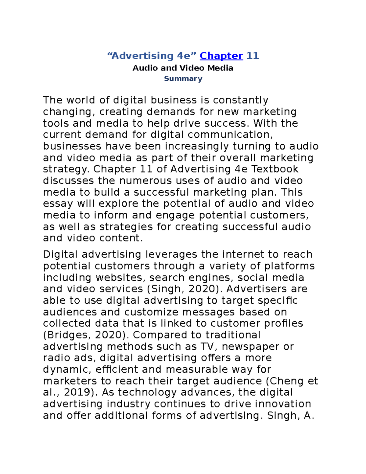 Chapter 11 of Advertising 4e - Audio and Video Media - “Advertising 4e ...
