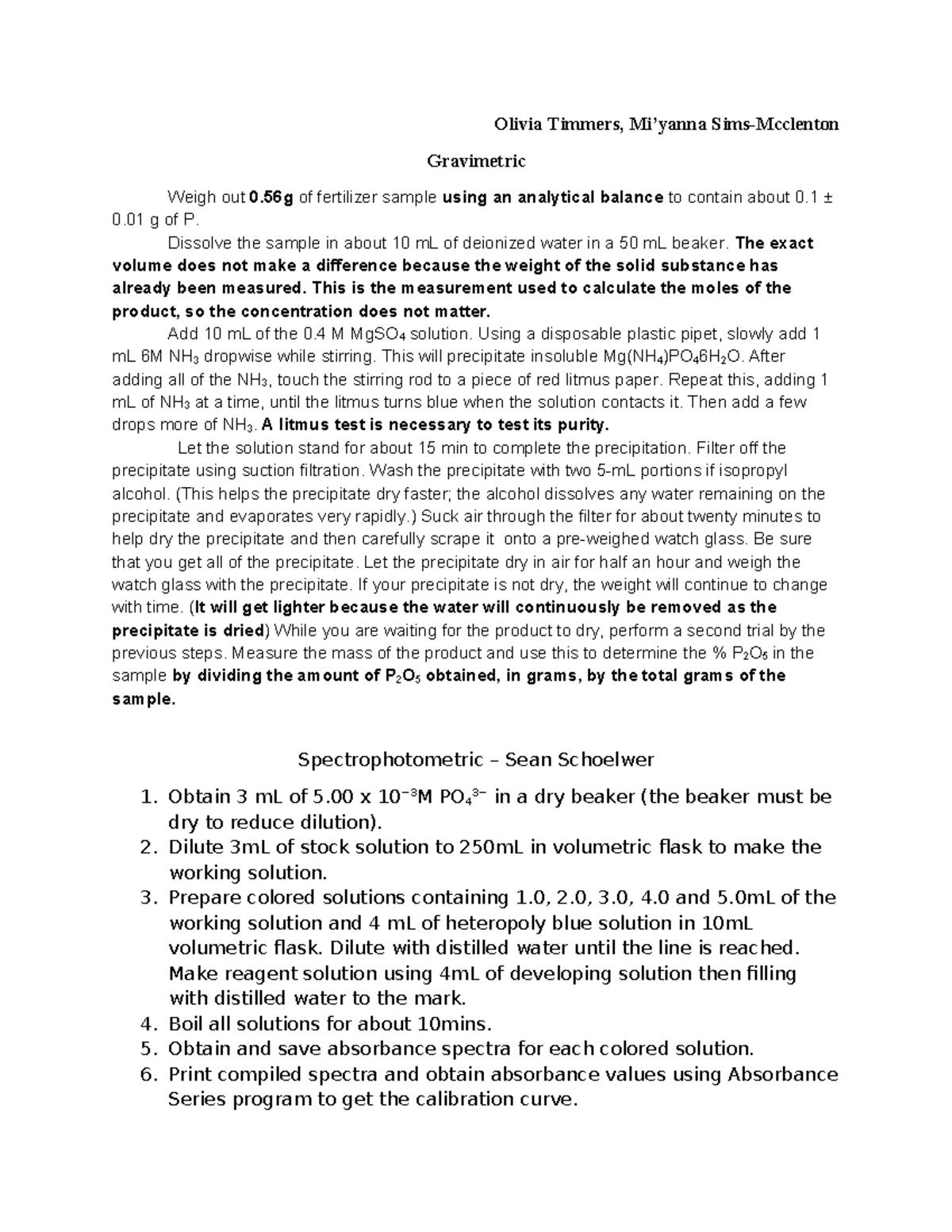 Fertilizer Analysis Protocols - Gravimetric & Spectrophotometric ...