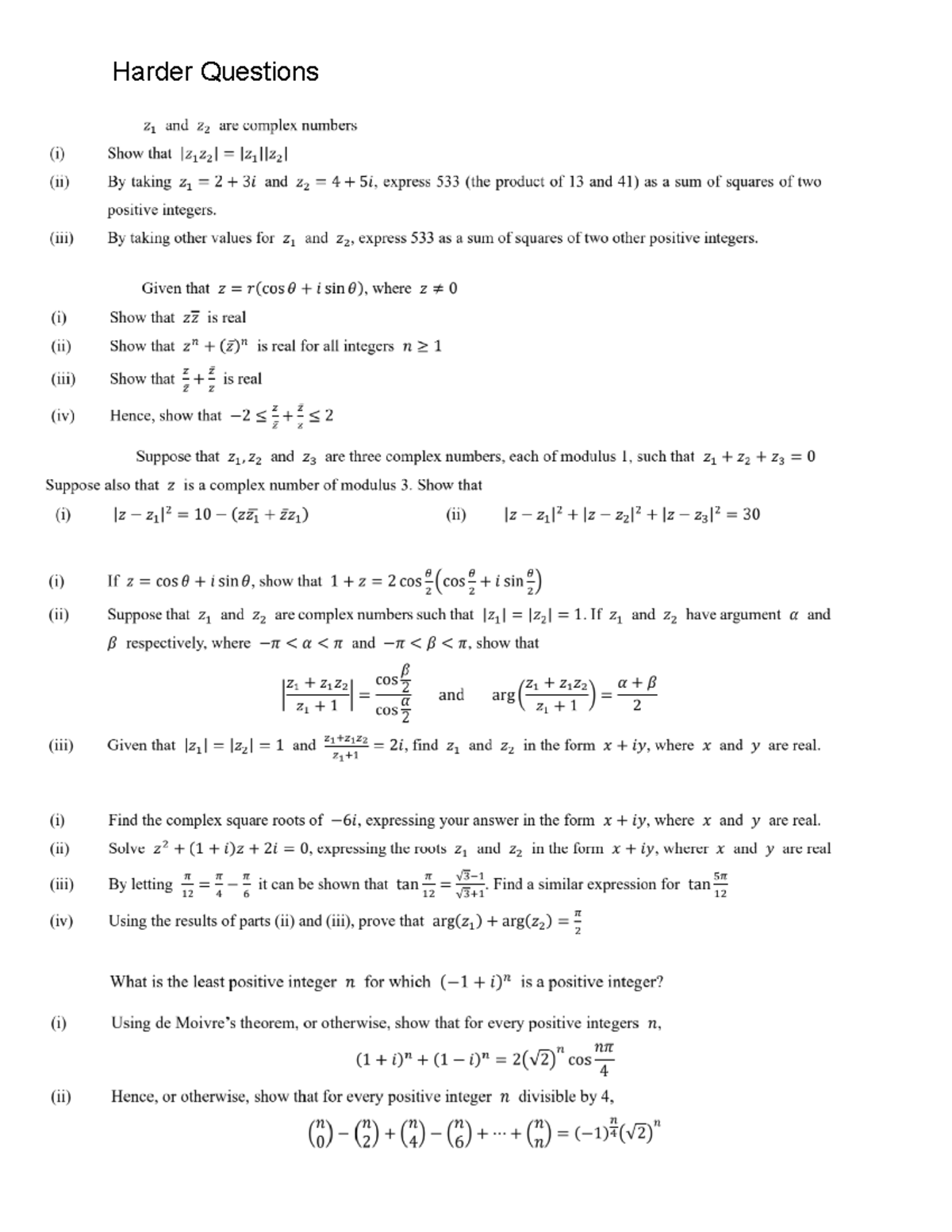 Practise - .... - Harder Questions - Studocu